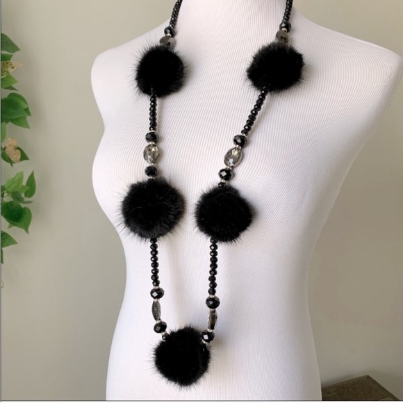 Jewelry | Fur Pom Pom Statement Necklace | Poshmark